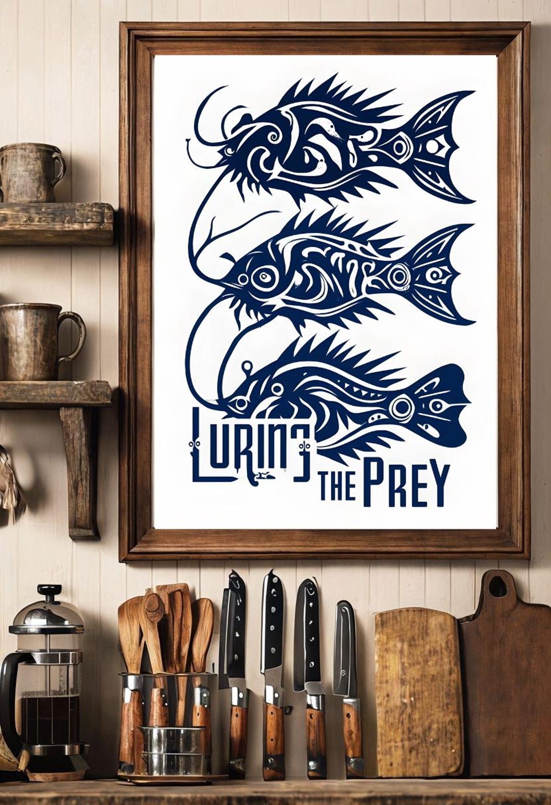 Tribal Angler Fish Design 'luring the Prey'. Digital Download. Fish ...