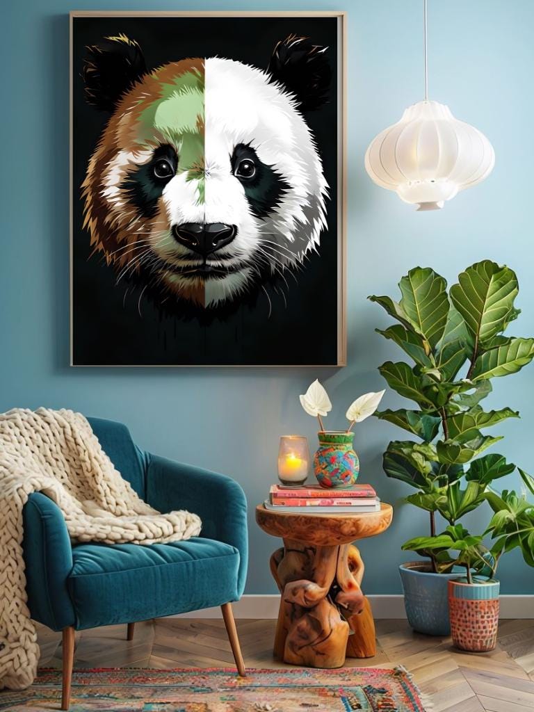 A Vibrant Illustration of a Giant Panda Face. Digital Download. Giant ...