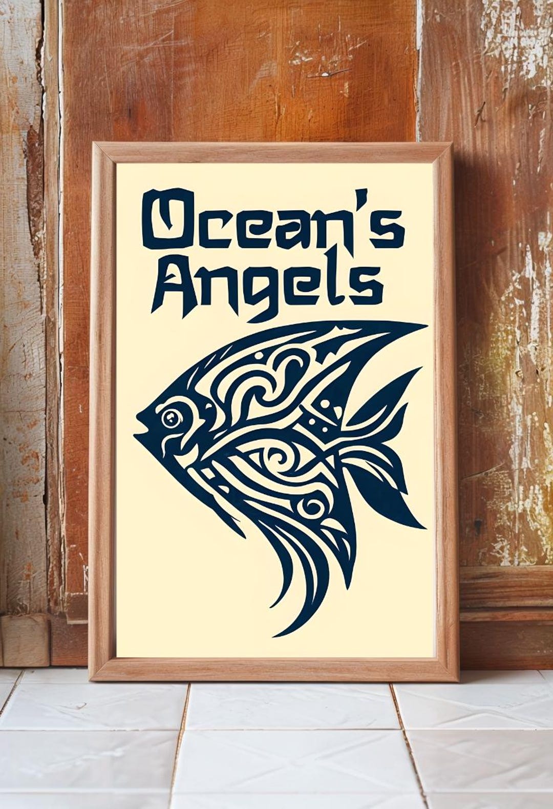 Angel Fish Design With Tribal Pattern. Digital Download, Fish Wall Art ...