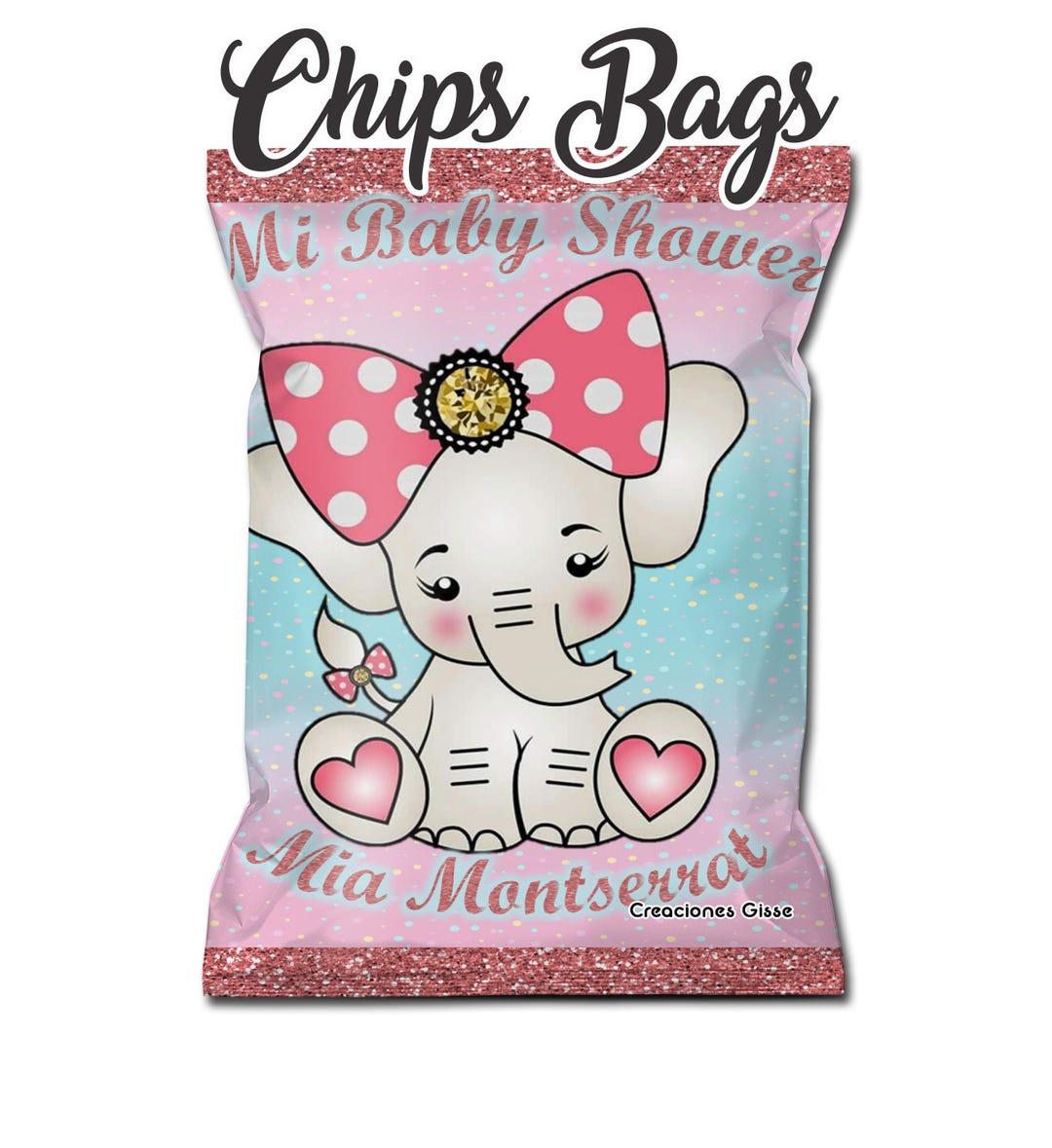 Baby Shower Elephant Chip Bag, INSTANT DOWNLOAD - Etsy