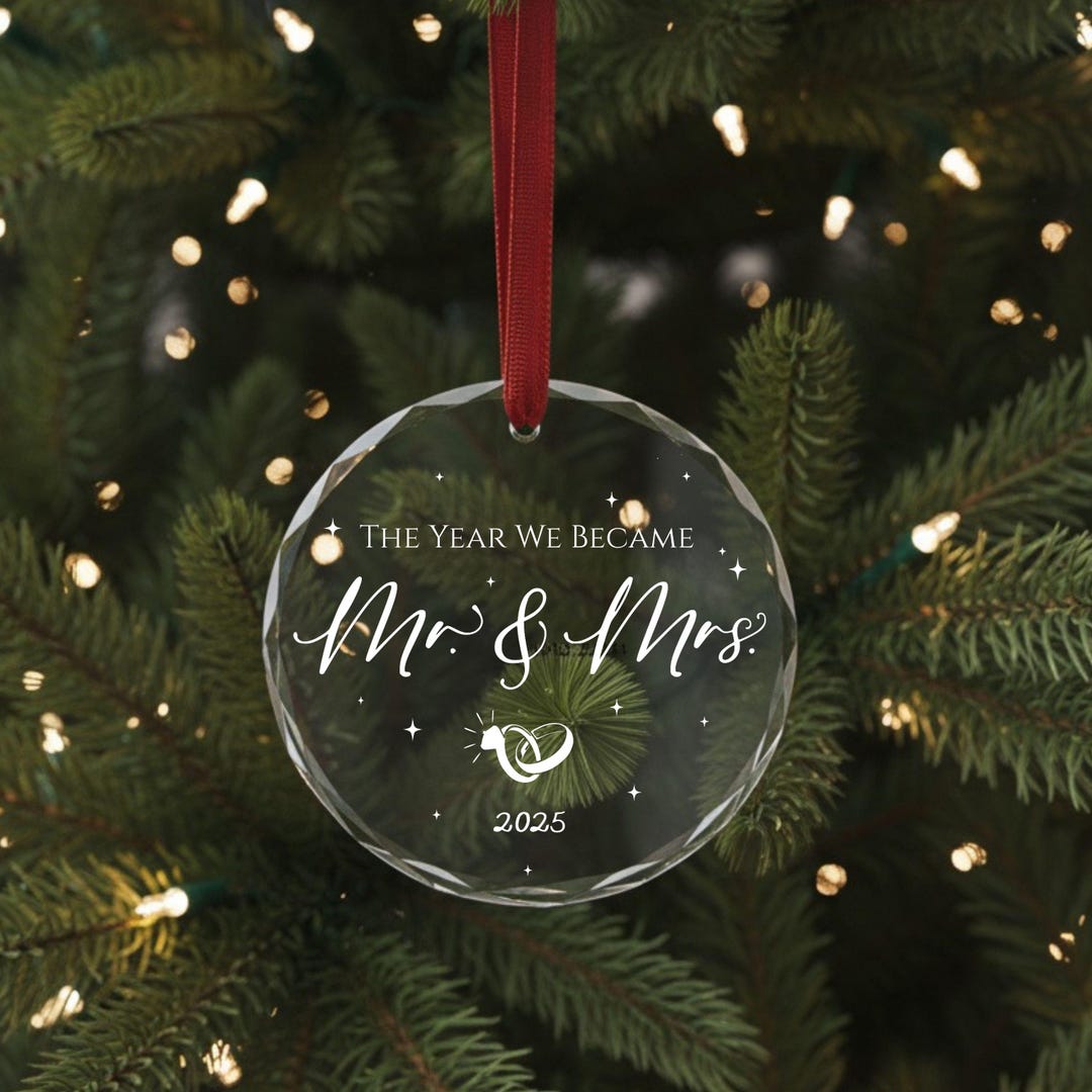 Mr & Mrs Crystal Glass Ornament, Wedding Gift for Couple, 2025 - Etsy