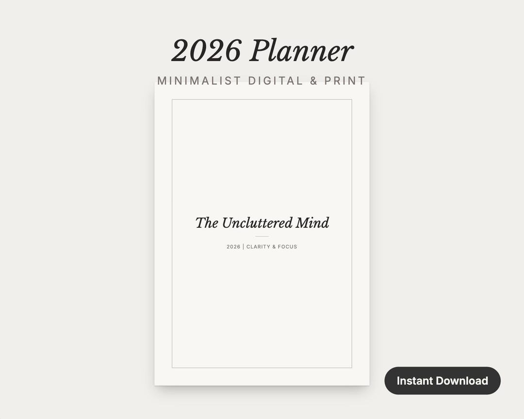 2026 Minimalist Planner | Printable & Digital Daily Weekly Agenda ...