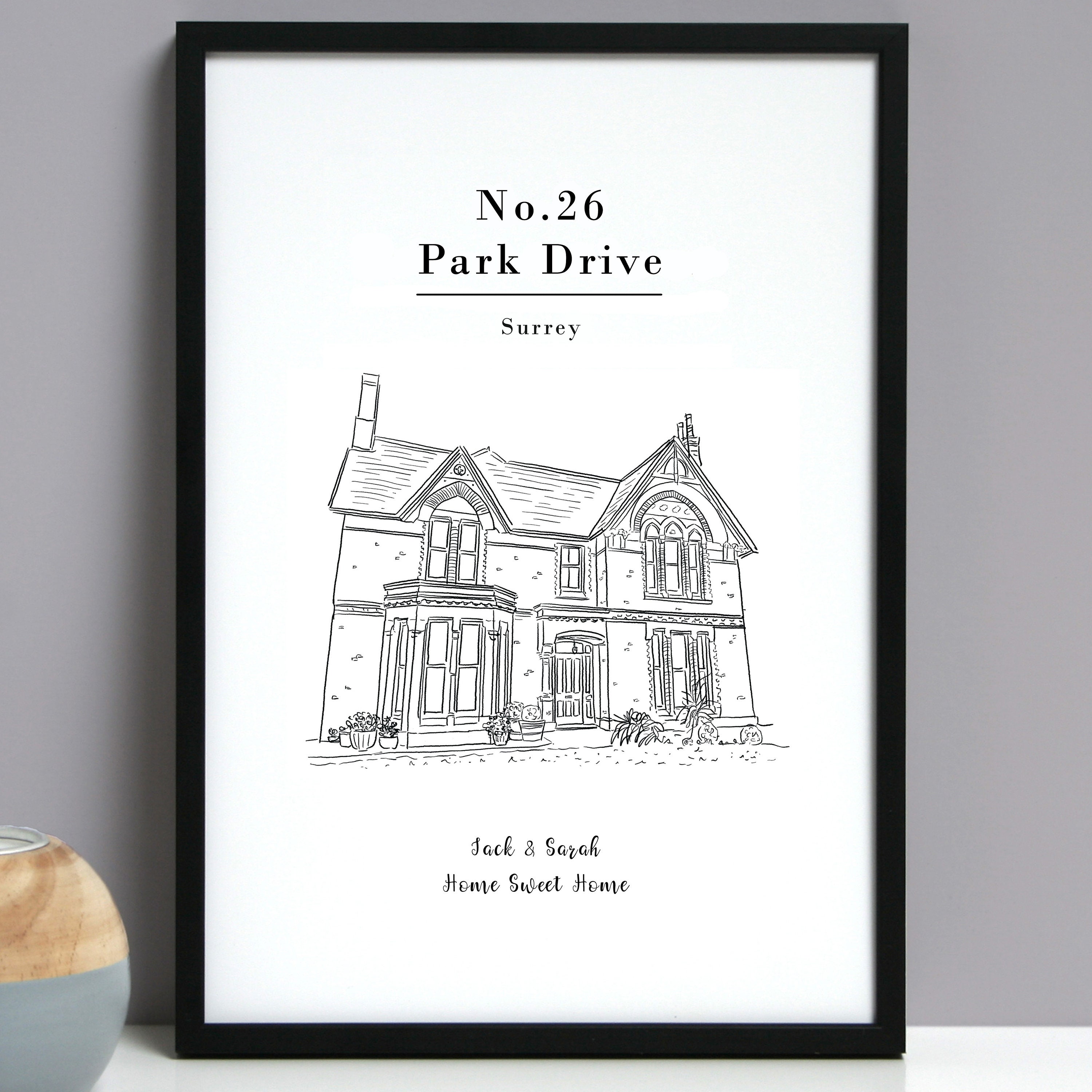 Personalised House Portrait Line Drawing Print, House Portrait, New ...