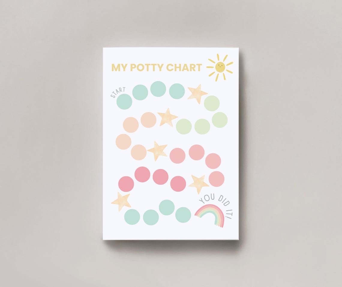Printable Potty Chart, Rainbow Potty Chart, Rainbow Potty Training ...