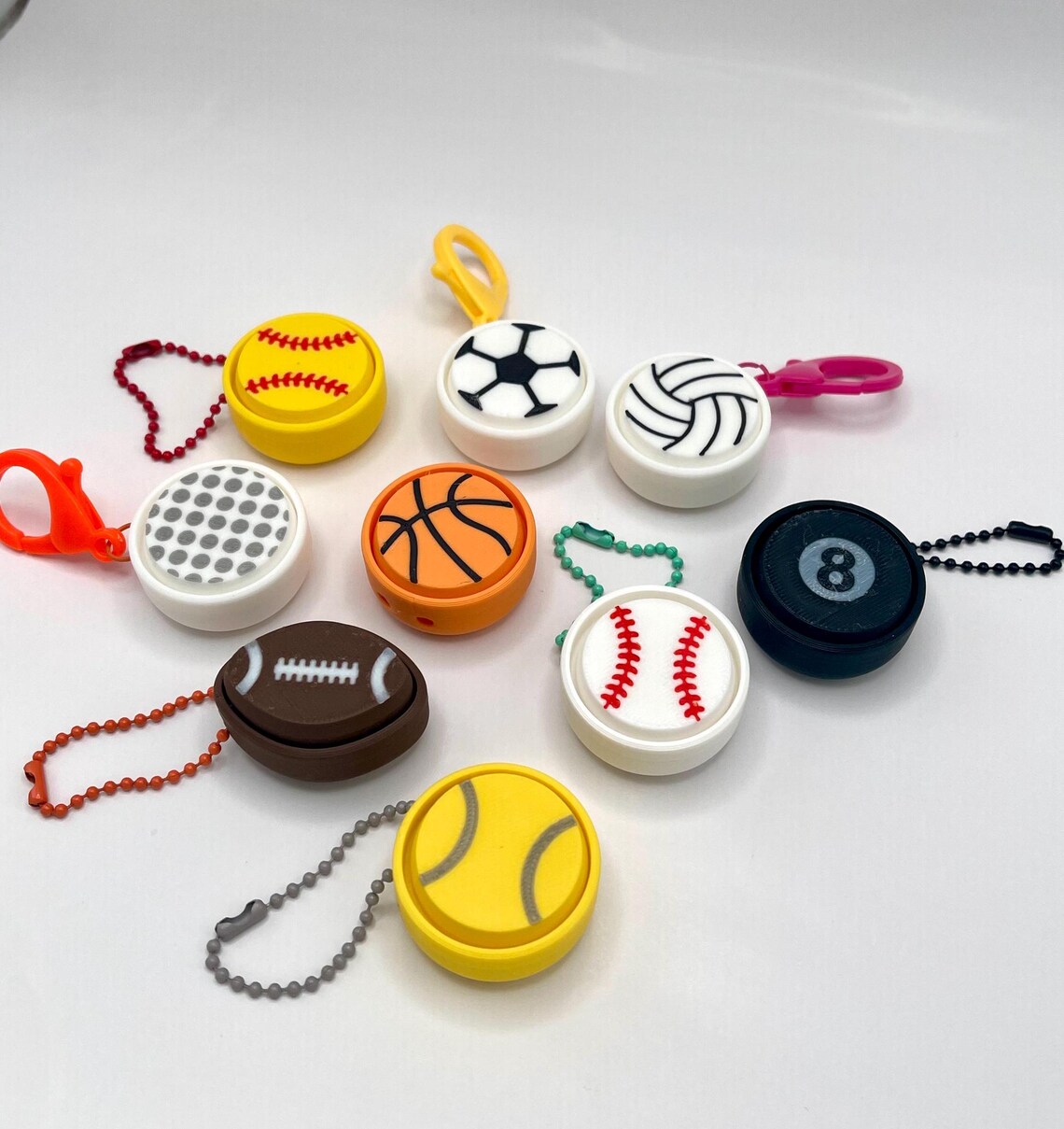 Sports Fidget Clicker Keychain ~ Stress Relief ~ Desk Toy ~ Team Gifts ...