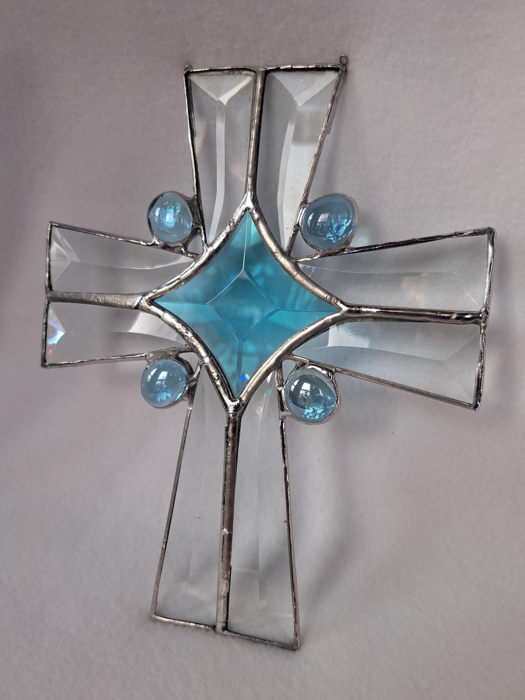 Beveled Glass Cross Suncatcher - Etsy