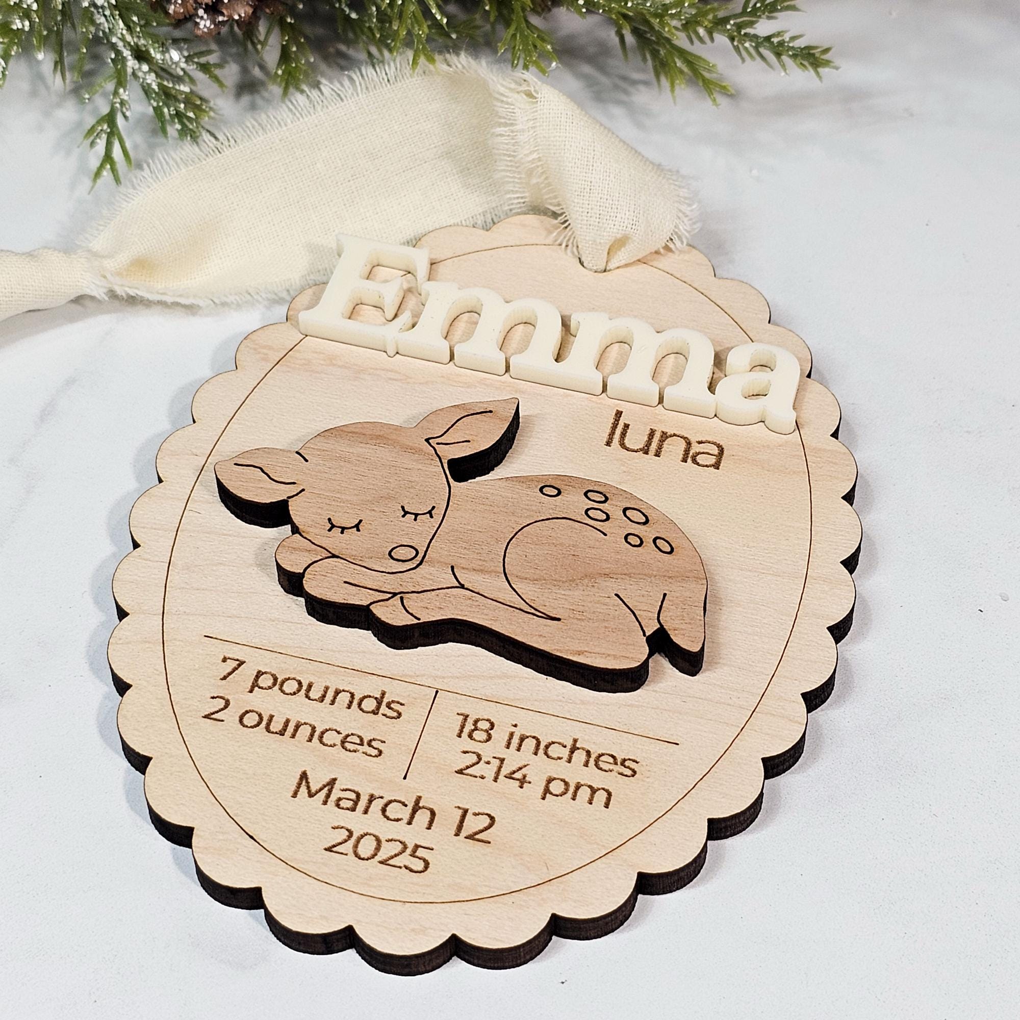 Baby Stat Ornament Svg Woodland Deer Birth Announcement Digital ...