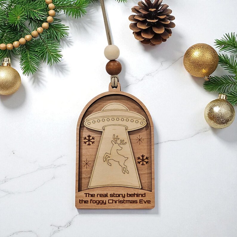 UFO Reindeer Christmas Ornament SVG Funny Alien Holiday Decor Digital ...