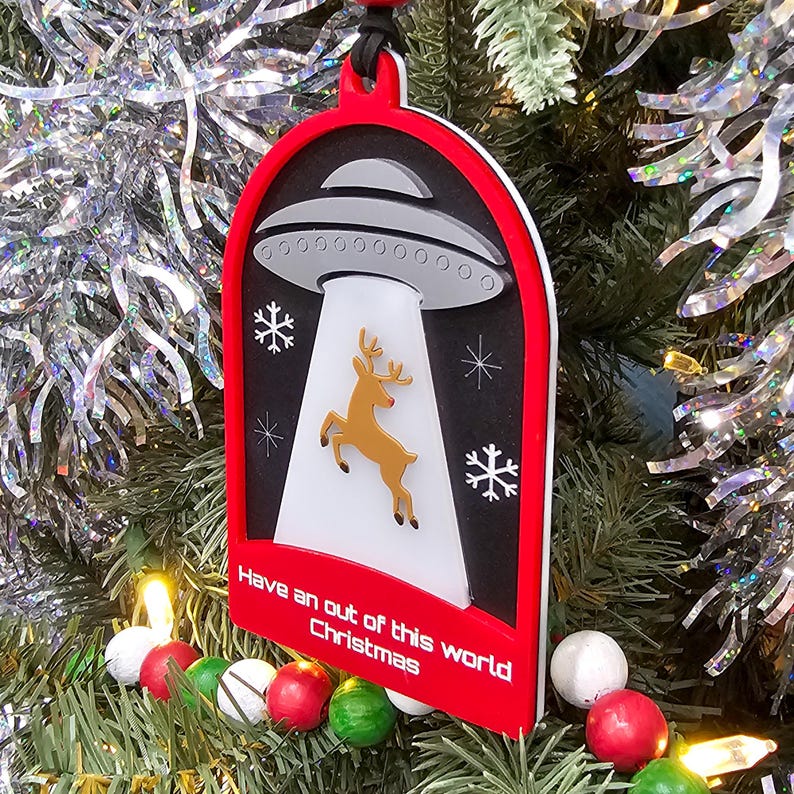 UFO Reindeer Christmas Ornament SVG Funny Alien Holiday Decor Digital ...