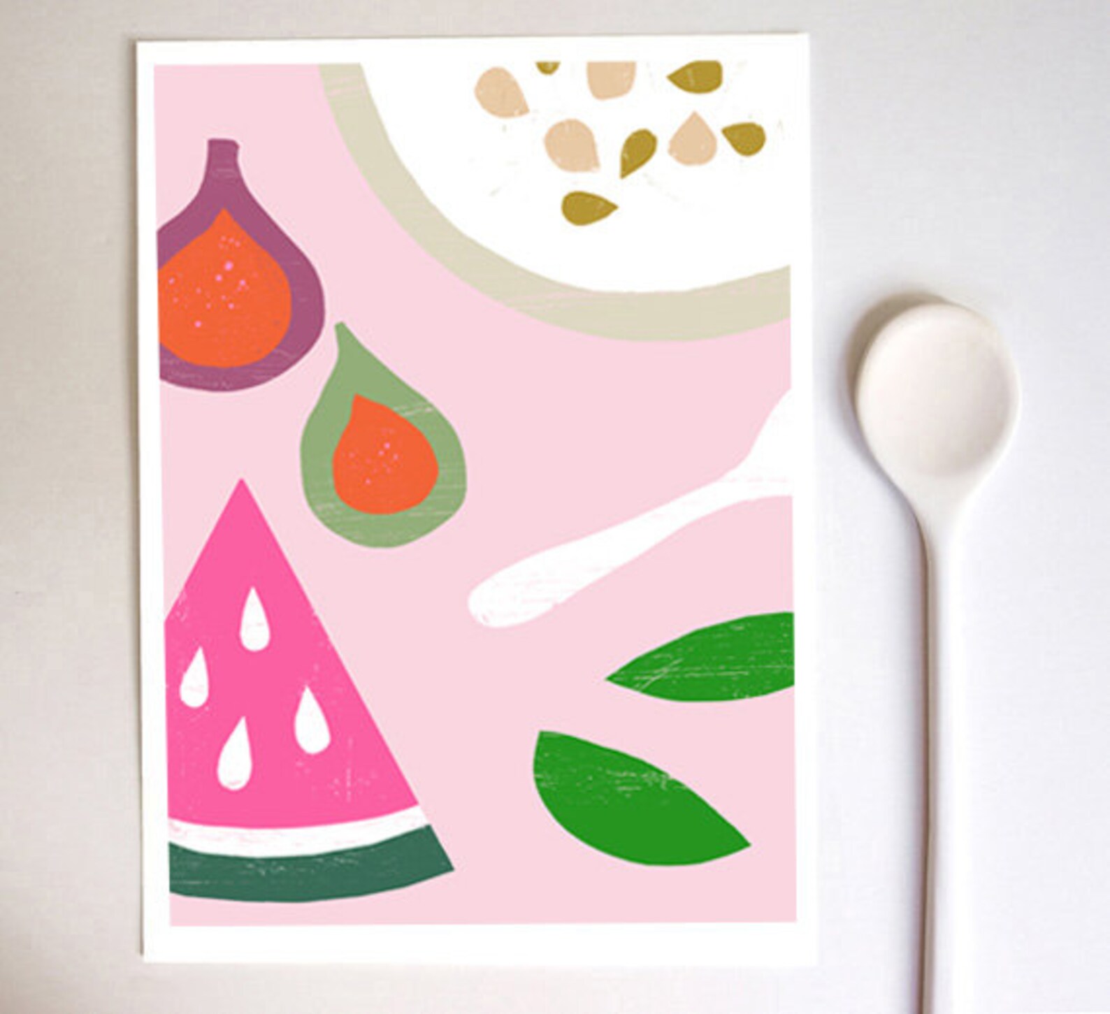 Pink Breakfast food art print 11x15 archival | Etsy