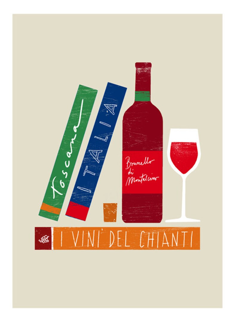 Italian Wine Art I Vini D'italia Print Chianti Tuscany - Etsy