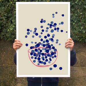 Blueberry Art Poster Print Kitchen Summer Fruit Art / - Etsy