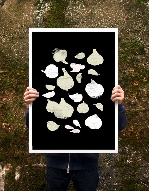 Garlic Poster print 20x27 Food illustration | Etsy