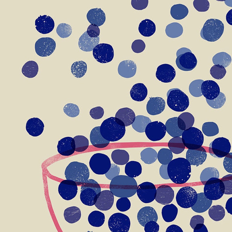 Blueberry Art Poster Print Kitchen Summer Fruit Art / - Etsy