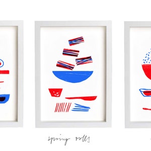 Spring Rolls Print Simple Kitchen Art Food Illustration - Etsy