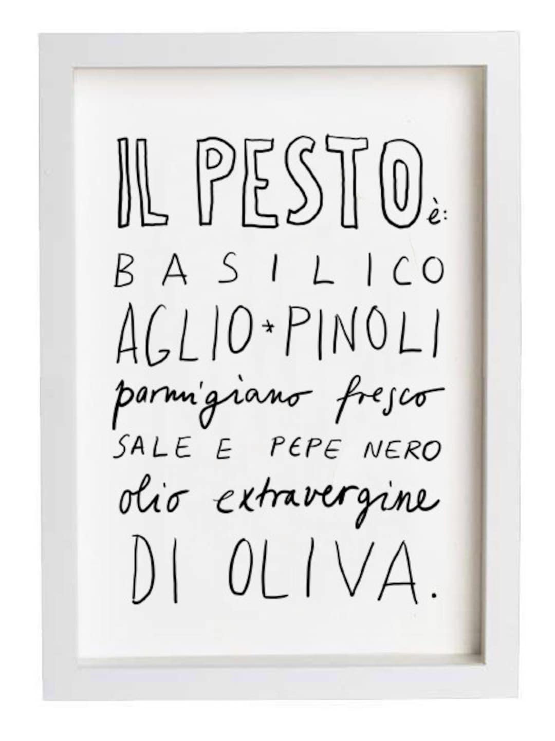 Italian Recipe PESTO Italian Kitchen Poster Italy Art Typographic High ...