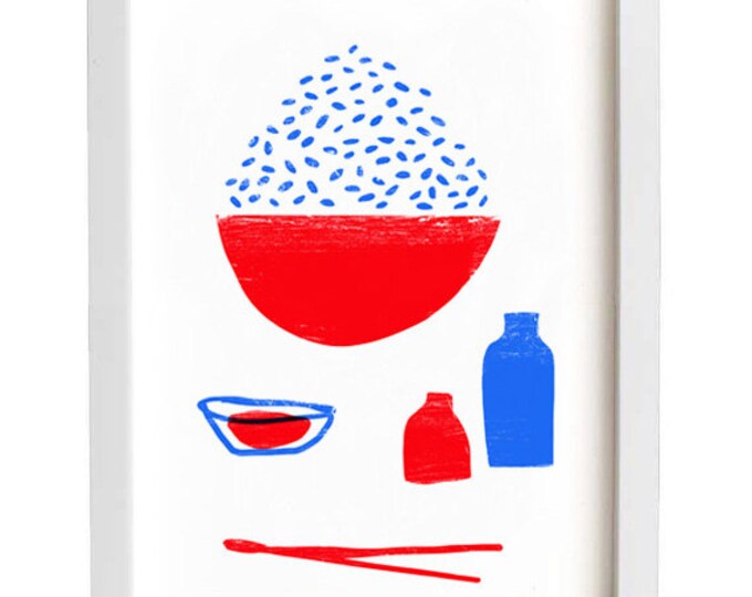 Rice Print Simple Kitchen Art Minimalist Illustration High Quality Fine ...