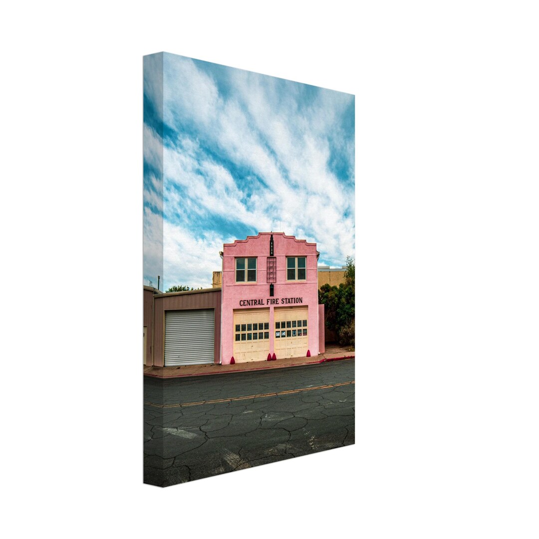 Vibrant Marfa Texas Fire Station Canvas Art - Handmade Wall Decor - Etsy