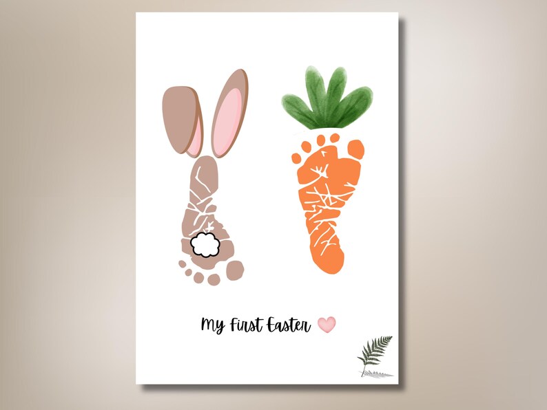 6 Easter Baby Footprint Art, Printable Document, Bunny Footprint ...