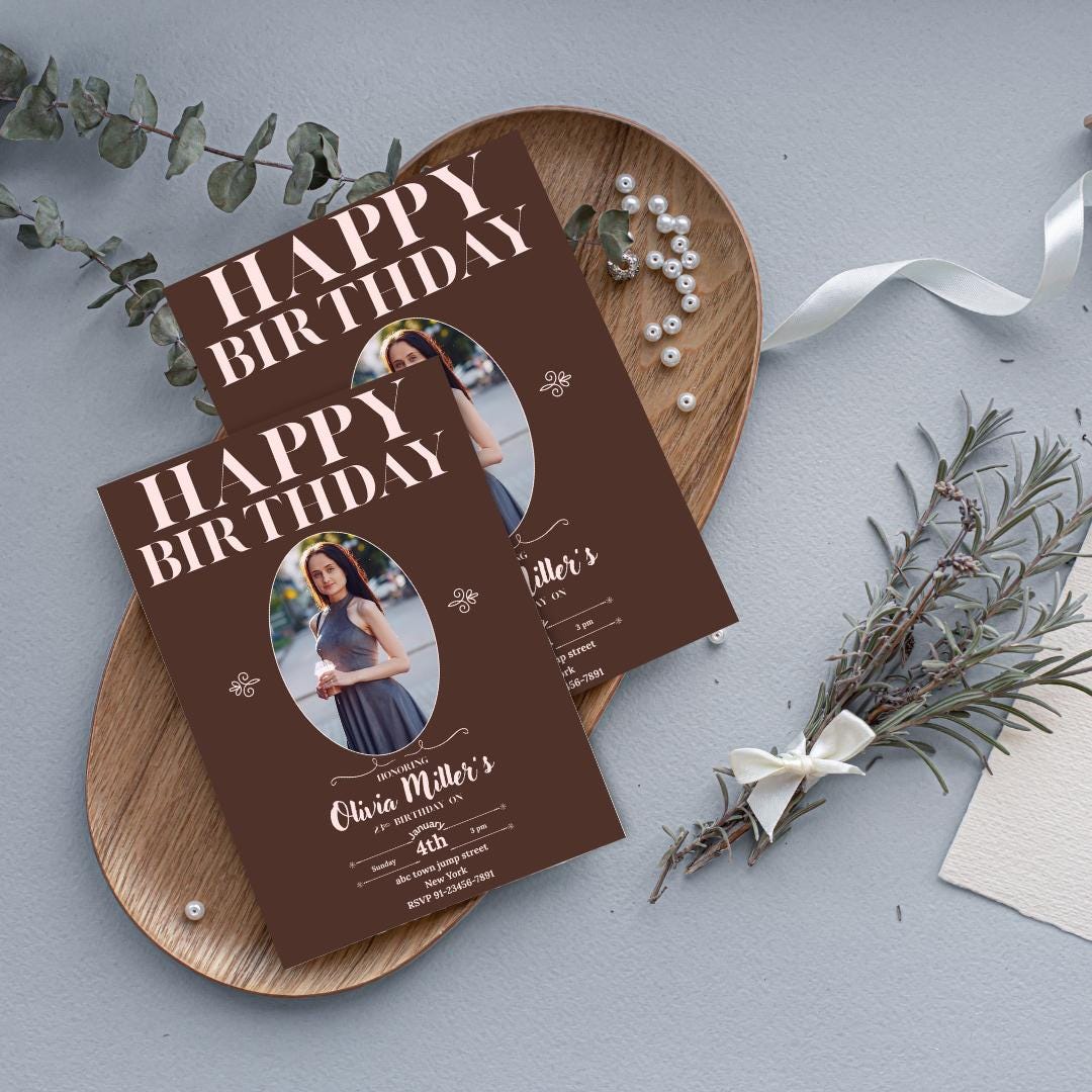 Elegant 23rd Birthday Invitation Canva Editable Template for Women Soft ...