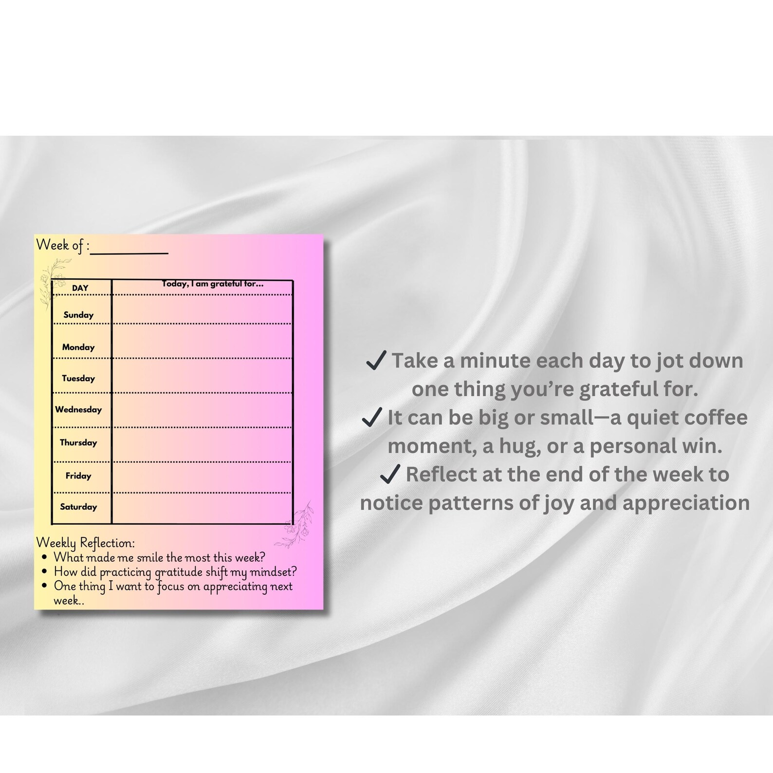 Gratitude Chart Printable | Christian Thankfulness Tracker for Moms ...
