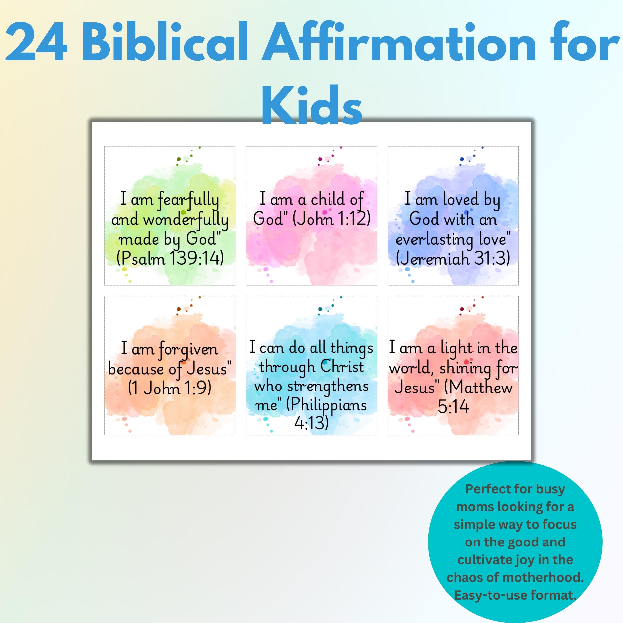 Biblical Affirmations for Kids | Printable Christian Scripture Cards ...