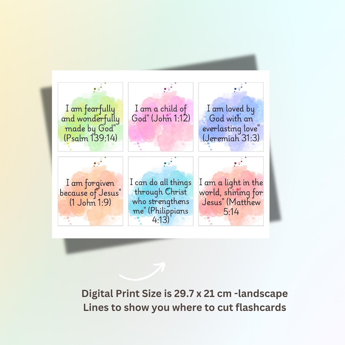 Biblical Affirmations for Kids | Printable Christian Scripture Cards ...