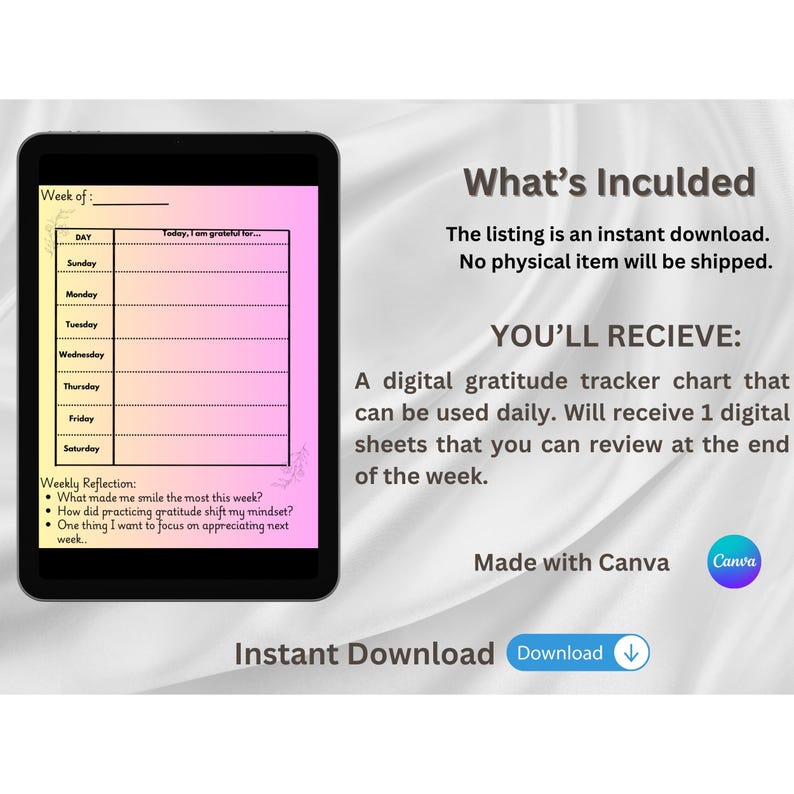 Gratitude Chart Printable | Christian Thankfulness Tracker for Moms ...
