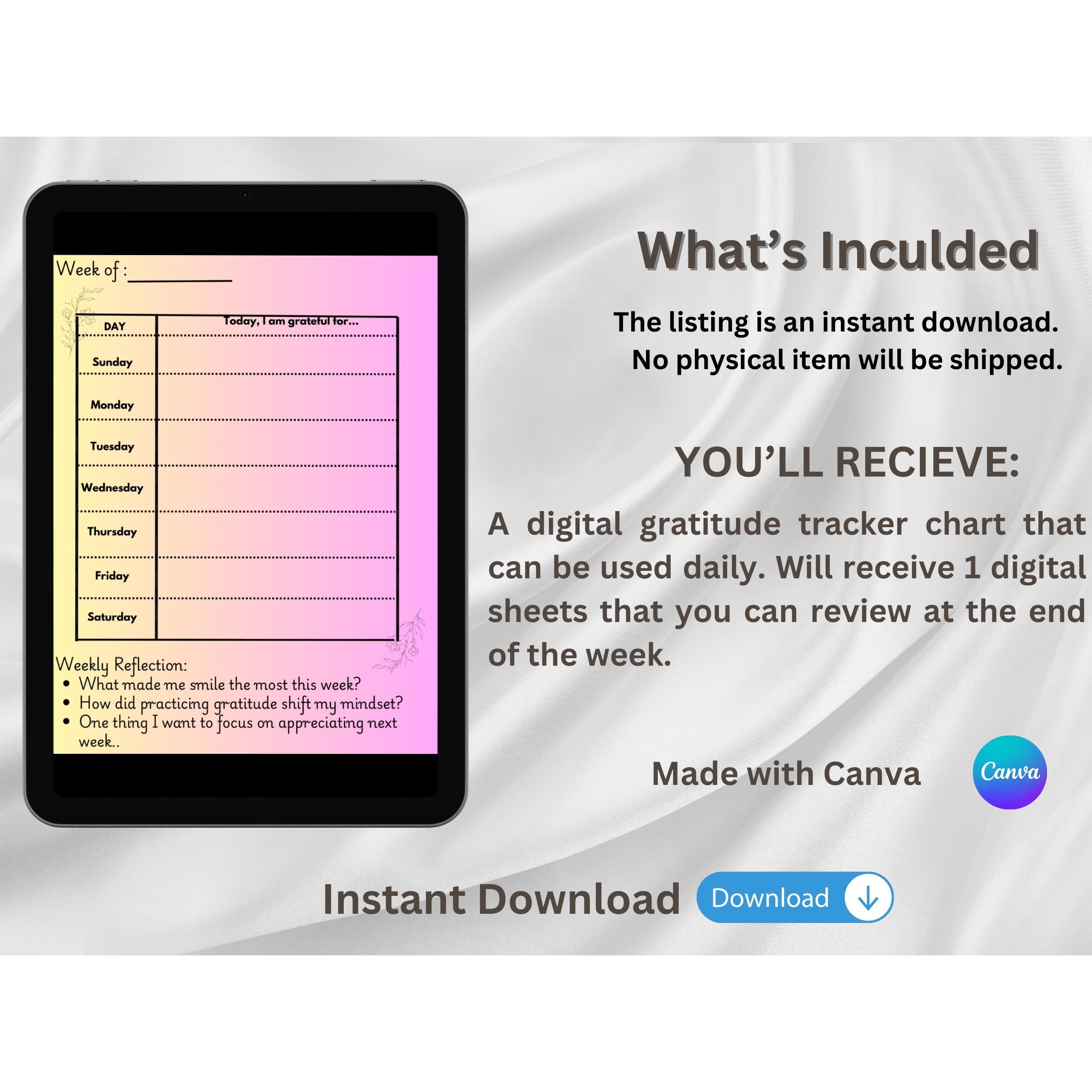 Gratitude Chart Printable | Christian Thankfulness Tracker for Moms ...