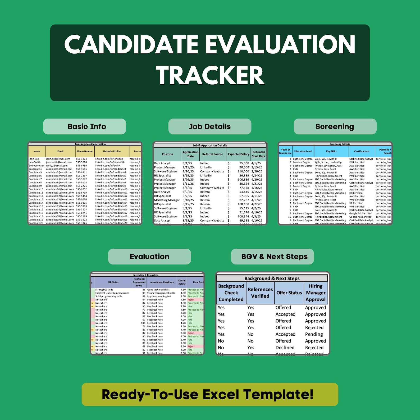 Candidate Evaluation Tracker | Hiring Scorecard | Interview Assessment ...