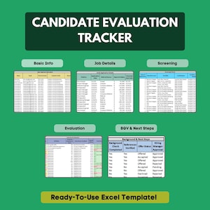 Candidate Evaluation Tracker | Hiring Scorecard | Interview Assessment Spreadsheet | Recruitment ...