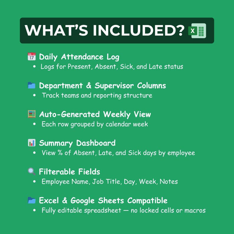 Employee Attendance Tracker Excel | HR Attendance Log | Staff Leave ...