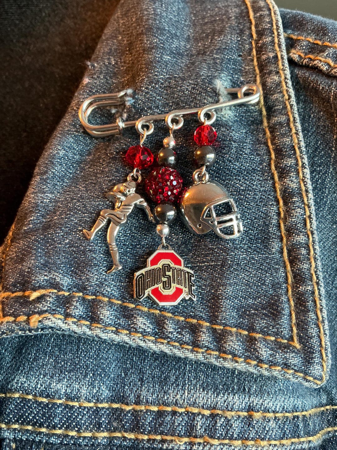 Ohio State Buckeyes Silver Safety Pin. There is an Ohio State Charm ...