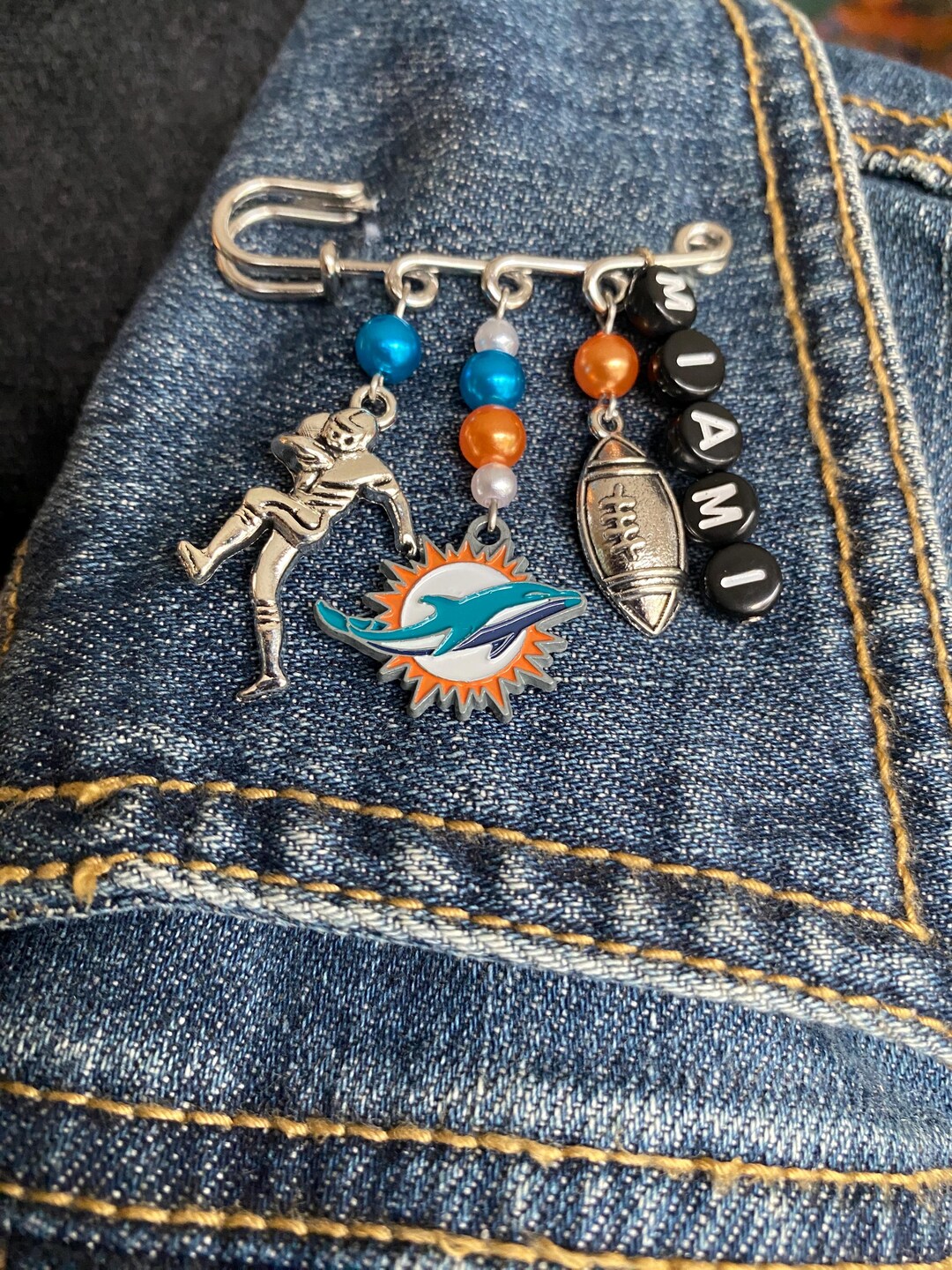Miami Dolphins Pin With a Dolphins, Helmet, Football Charms, MIAMI ...