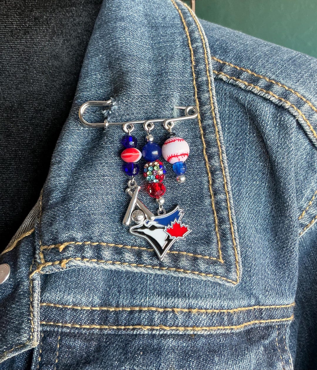 Toronto Blue Jays Silver Safety Pin. There is a Blue Jays Charm, Bats ...