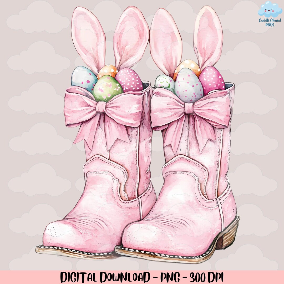 Howdy Easter Boots Png, Watercolor Pink Cowboy Boots Png, Vintage ...