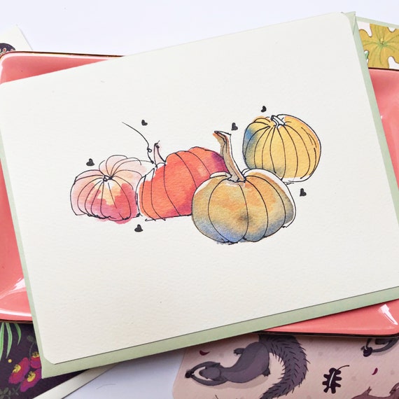 Pumpkin Greeting Card Thanksgiving Card Pack Fall Card Pack - Etsy