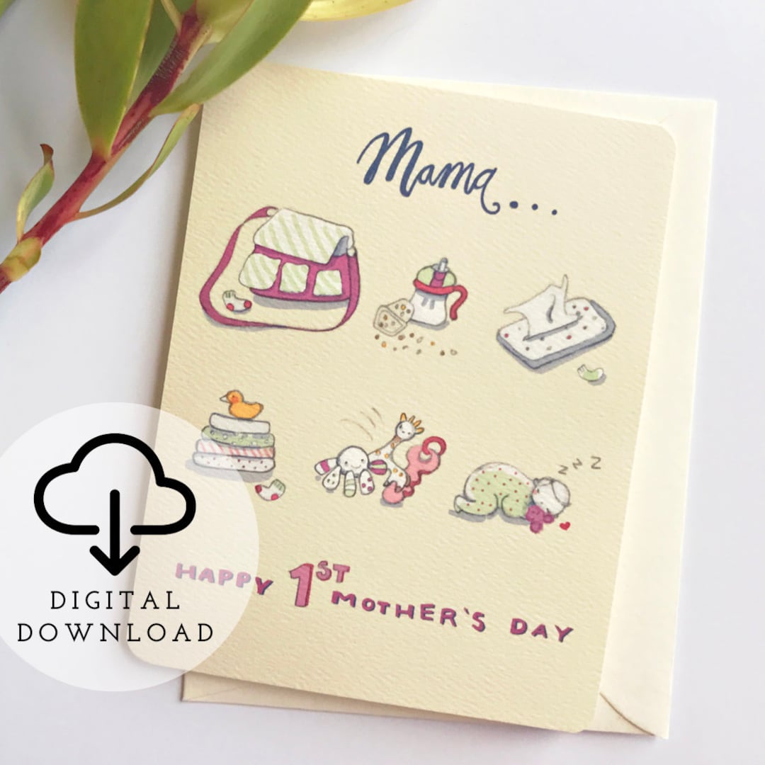 Printable First Mothers Day Card, Digital Download, Diy Mothers Day ...