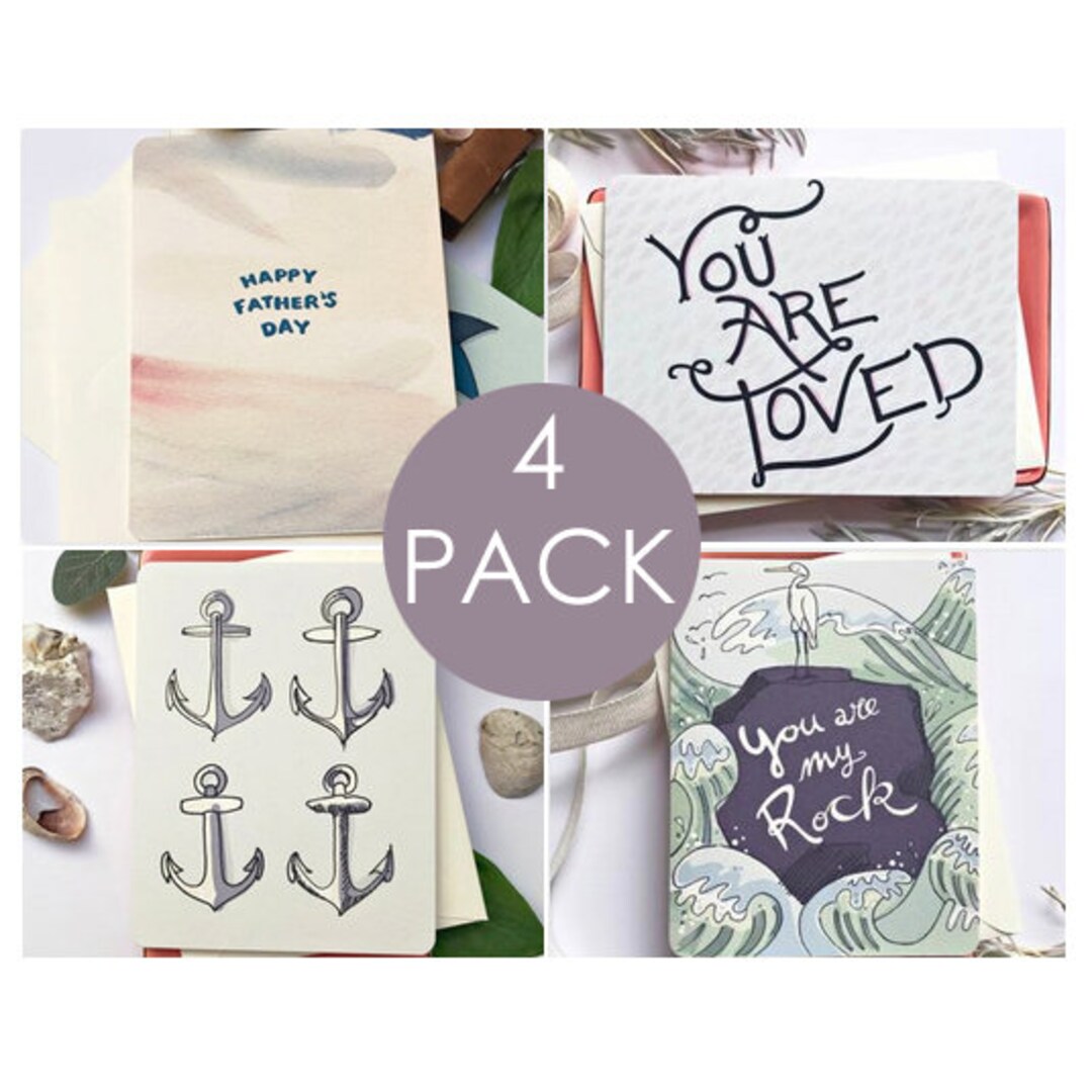 Fathers Day Card Pack Nautical Fathers Day Pack of 4 Cards - Etsy