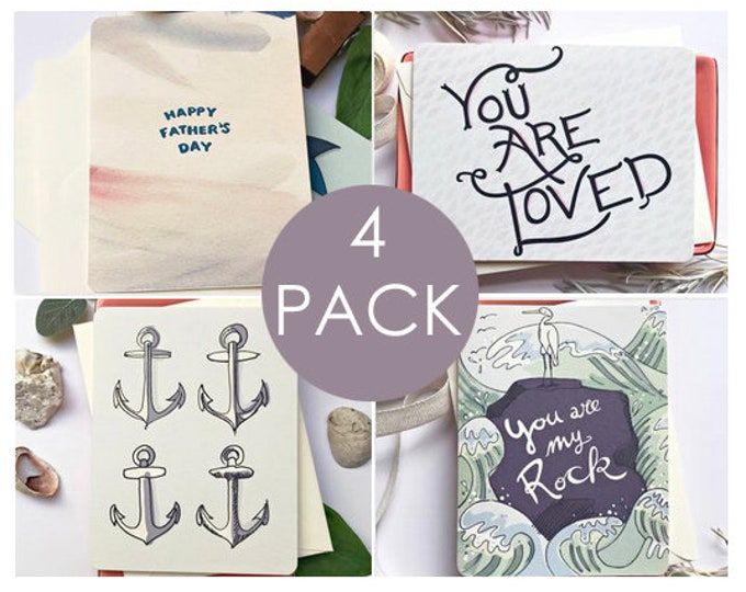 Fathers Day Card Pack Nautical Fathers Day Pack of 4 Cards Cards for ...