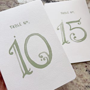 Wedding Table Numbers, Watercolor Numbers in Sage, Elegant Numbers, Table Numbers Green, Farm ...