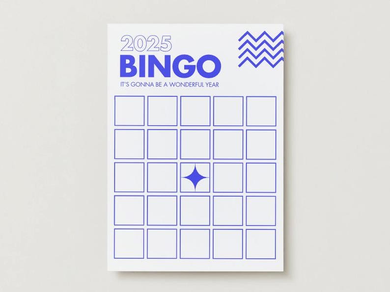 2025 Bingo Card - Etsy