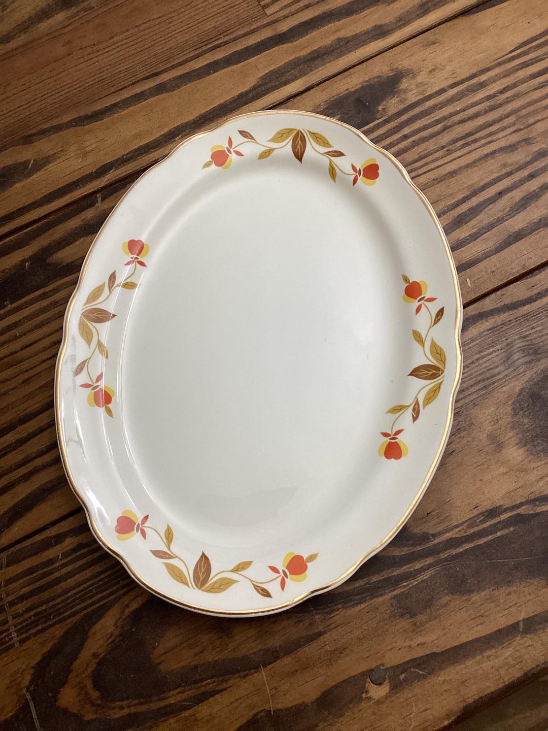 Vintage Jewel Tea - Autumn Leaf Design - 11” Oval Platter - Etsy