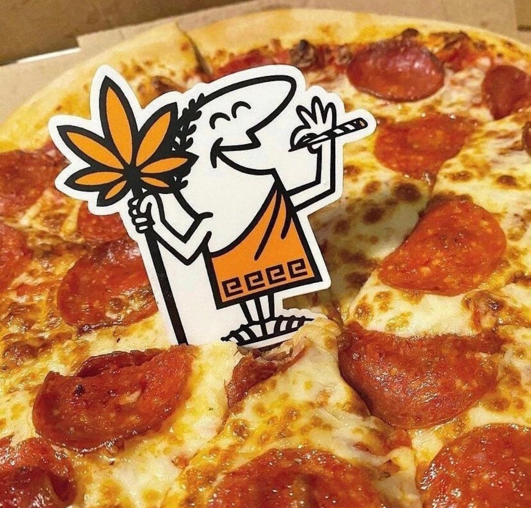 Bootleg Pizza Guy Vinyl Sticker 420 Rave Skate Pop Art Stoner Logo Flip ...