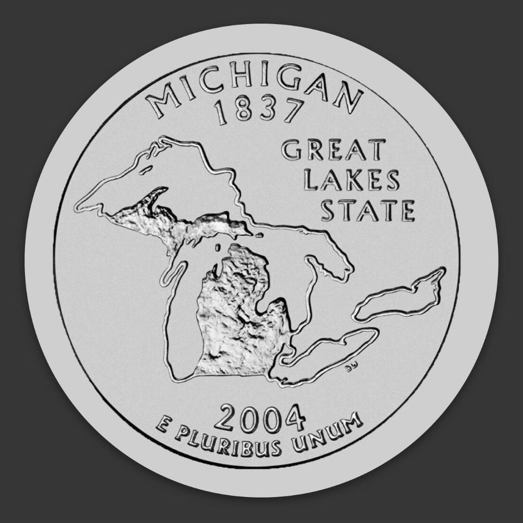 Michigan State Quarter Vinyl Sticker - Etsy