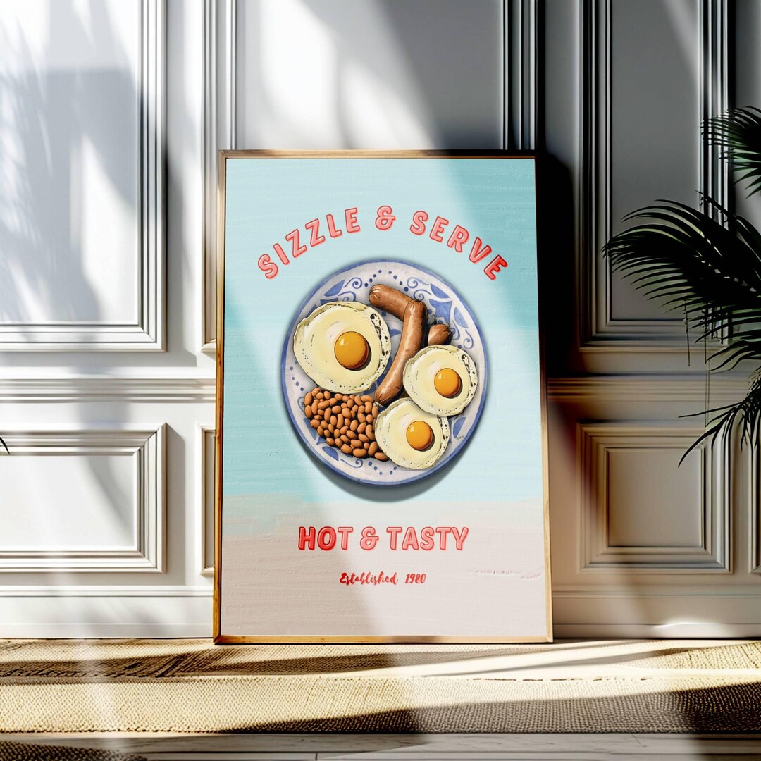 Fried Egg Print Wall Art Printable Digital Download Vintage Egg Print ...