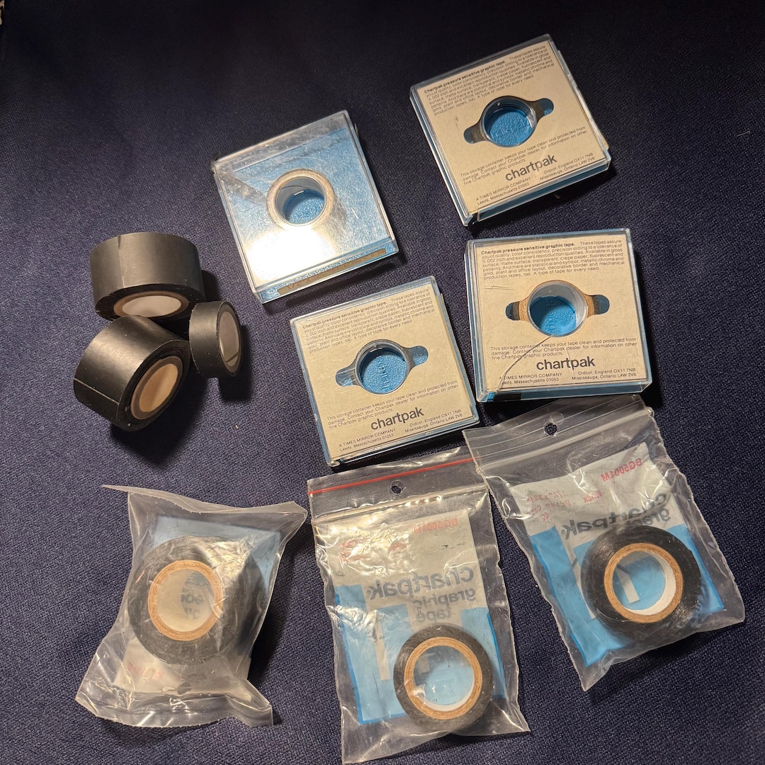 CHARTPAK Graphic Tape LOT of 10 Used Rolls Black Graphic Designer ...