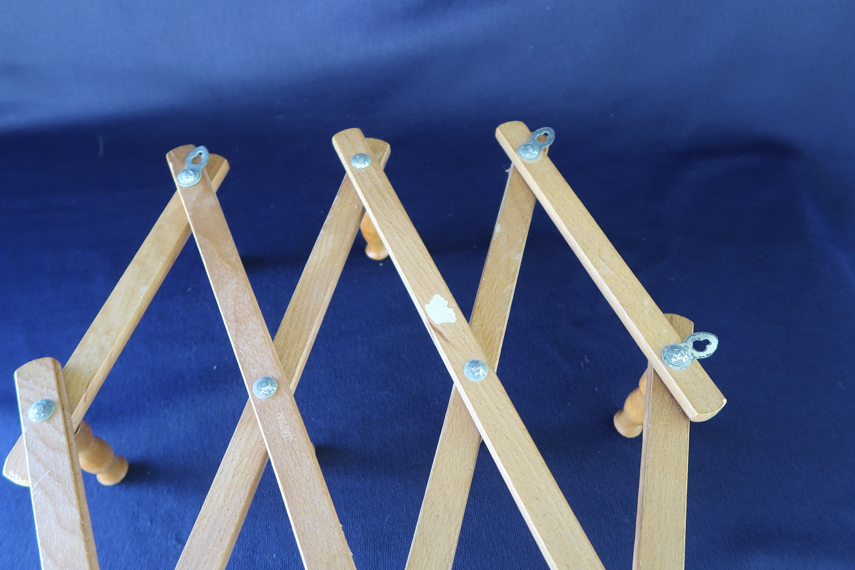 Vintage Wood ACCORDION RACK Large 10 Peg Japan Expandable Wall Coat ...