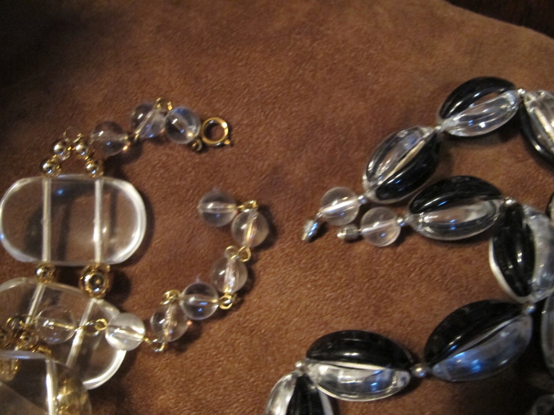 3 Vintage West Germany NECKLACE Statement Lot Black Mod Clear - Etsy