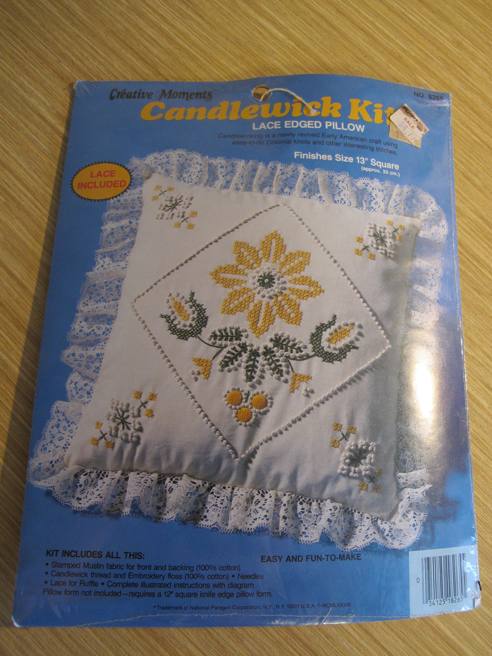 YELLOW DAISY 8265 Kit Creative Moments Candlewick Kit Lace Edged Pillow ...